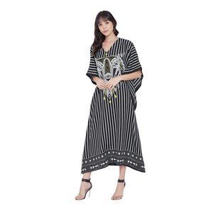 Gypsie Blu | Swim | Gypsie Blu Stripe Animal Printed Long Kaftan Beach ...